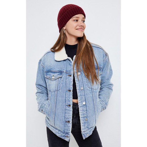 PacSun | Jackets & Coats | Pacsun Light Wash Oversized Sherpa Denim ...